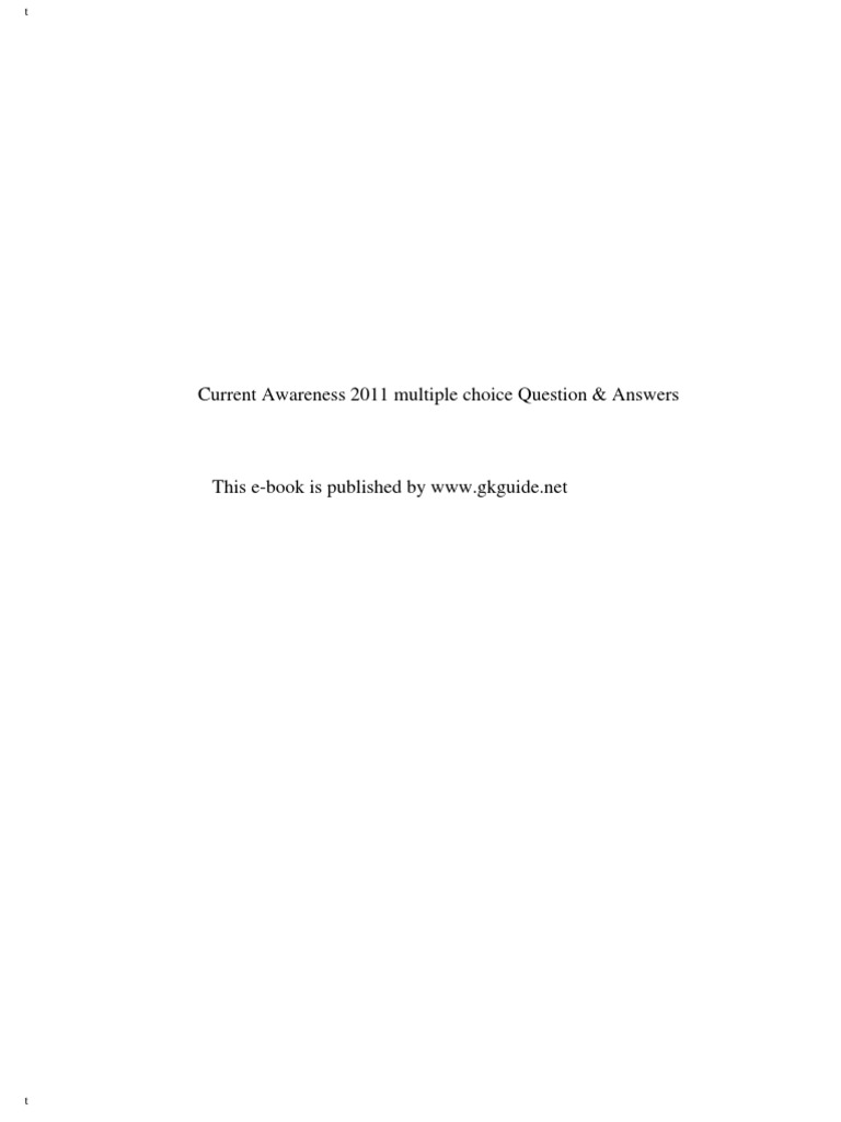 Current Awareness 2011 Multiple Choice Question & Answers | PDF | Law