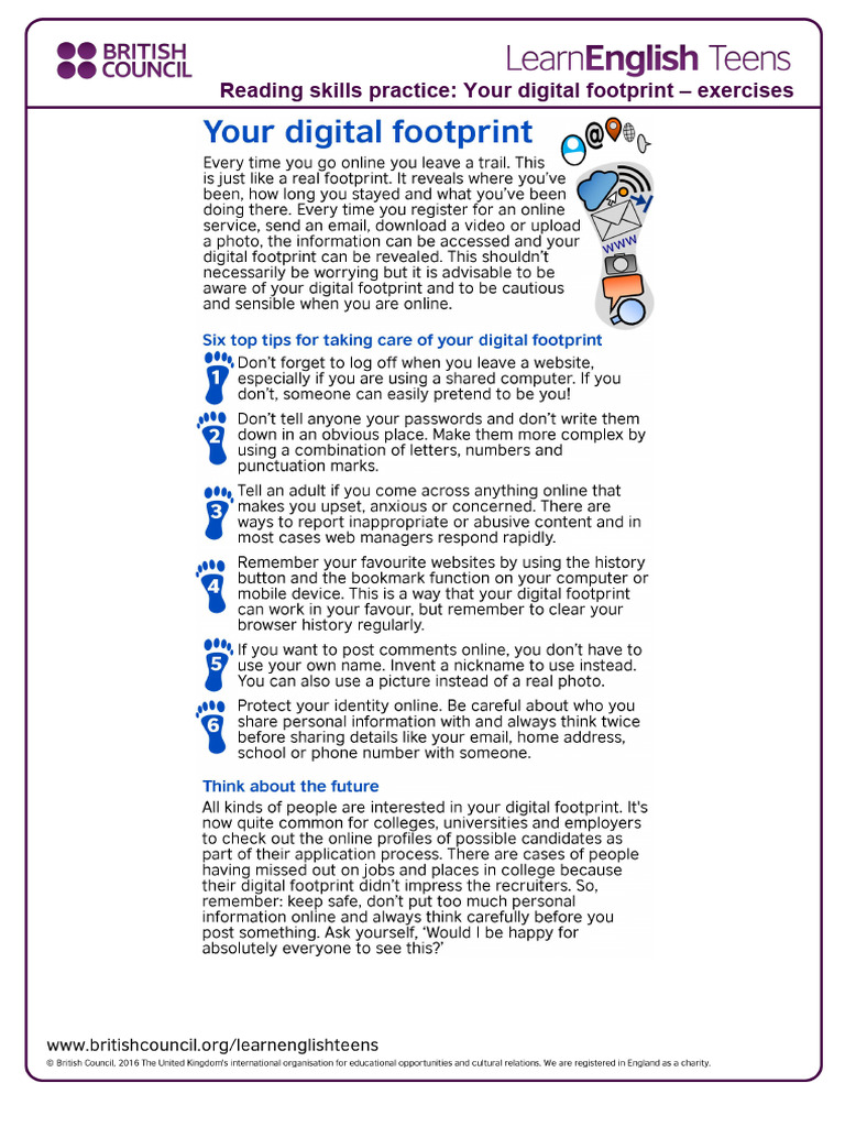 Your Digital Footprint - Exercises | PDF