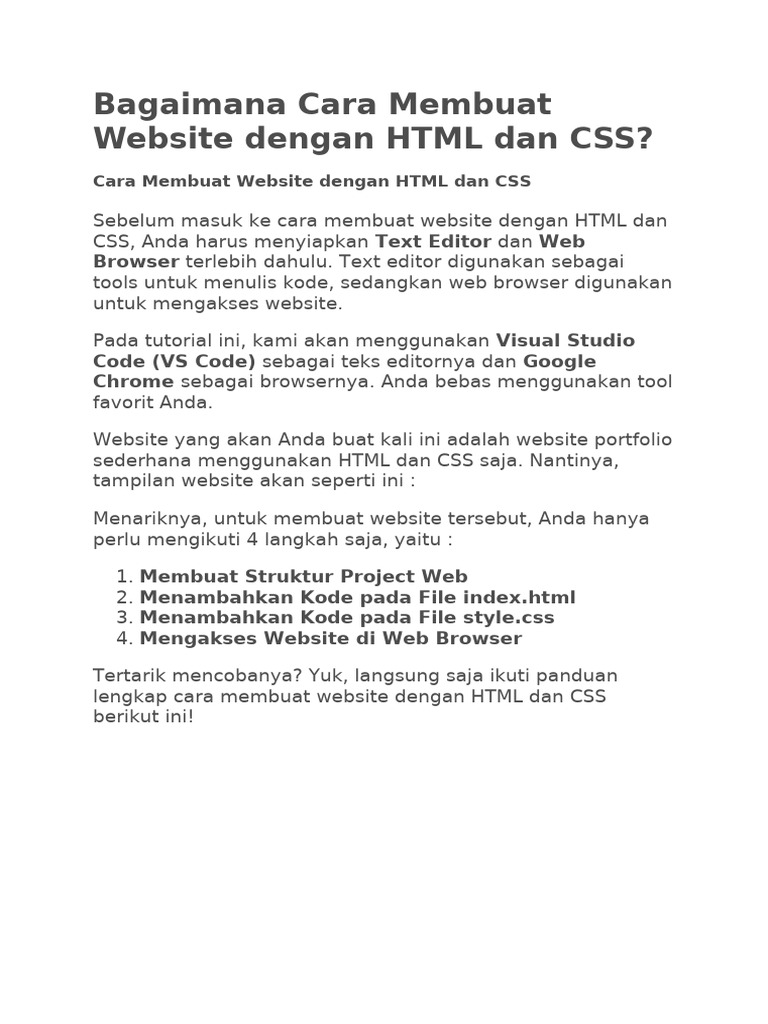 Bagaimana Cara Membuat Website Dengan HTML Dan CSS | PDF Bagaimana Cara Membuat Website Dengan HTML Dan CSS | PDF