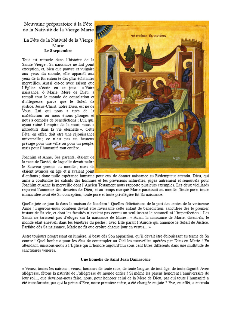 Neuvaine Préparatoire À La Fête de La Nativité de La Vierge Marie | PDF