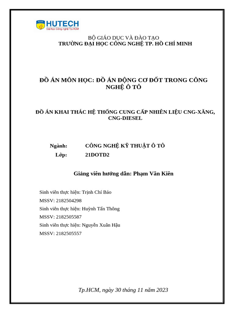 Do An Dong Dot Trong 1 | PDF