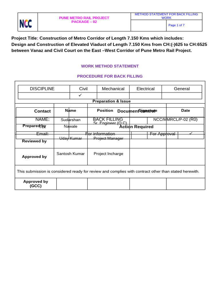 Back Filling Procedure | PDF