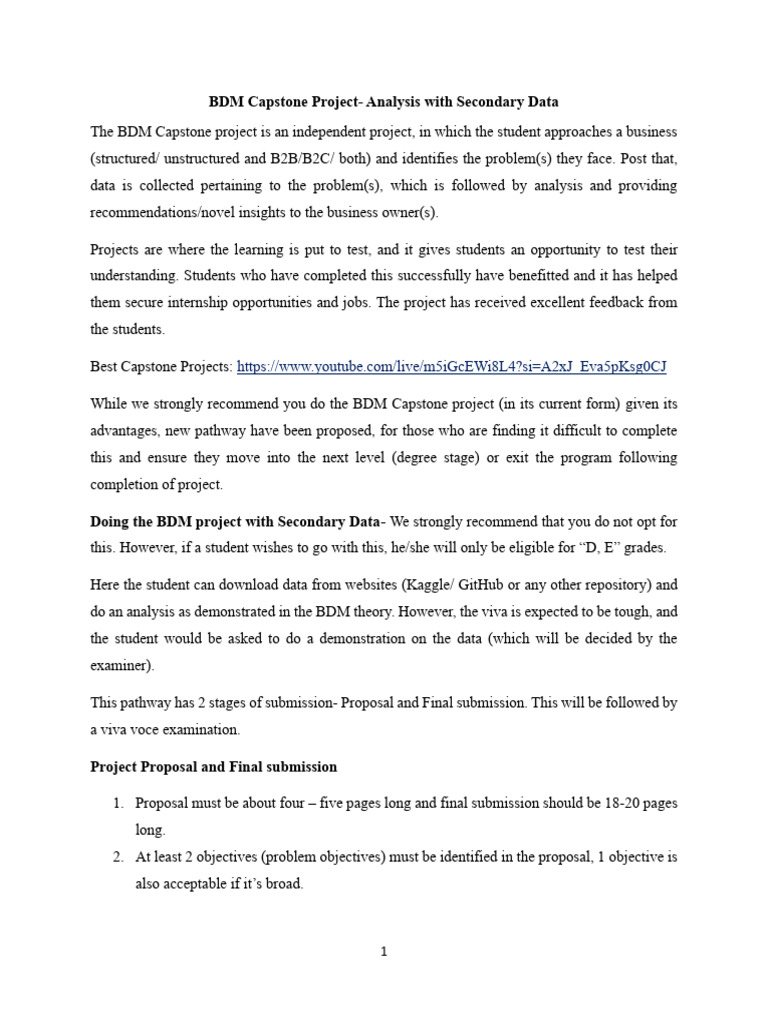 BDM Capstone Project - Analysis With Secondary Data | PDF