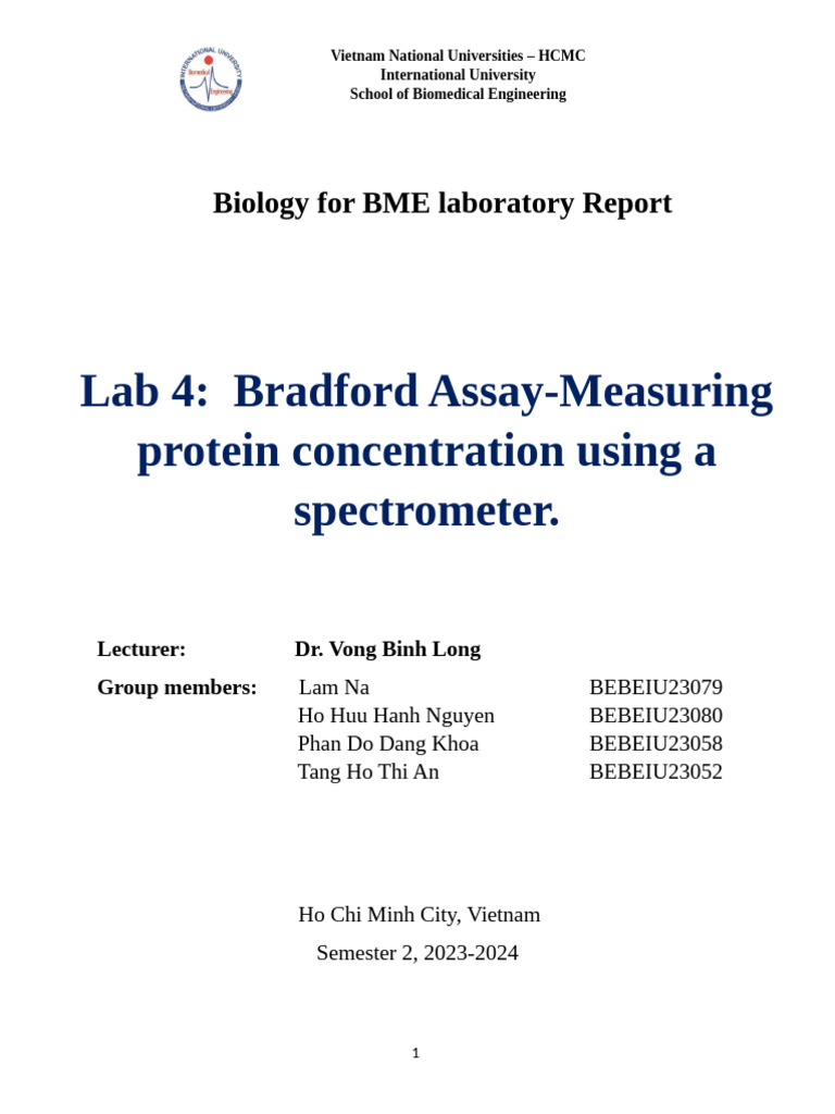 Bio Lab (Report 4) | PDF