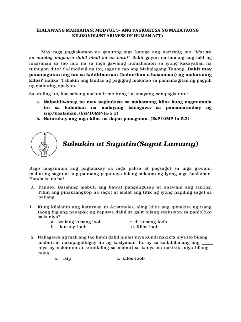 Asynchronous Activity ESP 10 IKALAWANG MARKAHAN | PDF