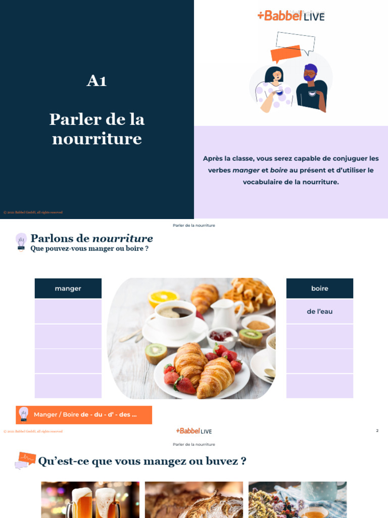 Vocabulaire et verbes de la nourriture | PDF | Nourritures | Bien-être