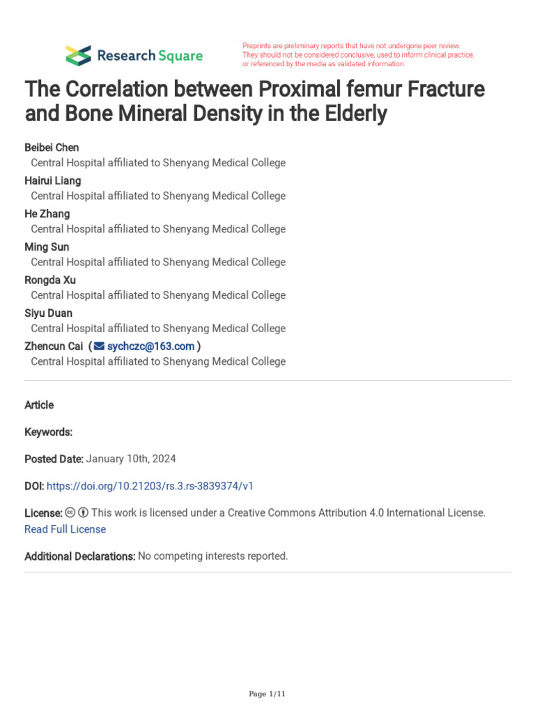 The Correlation Between Proximal Femur Fracture An | PDF