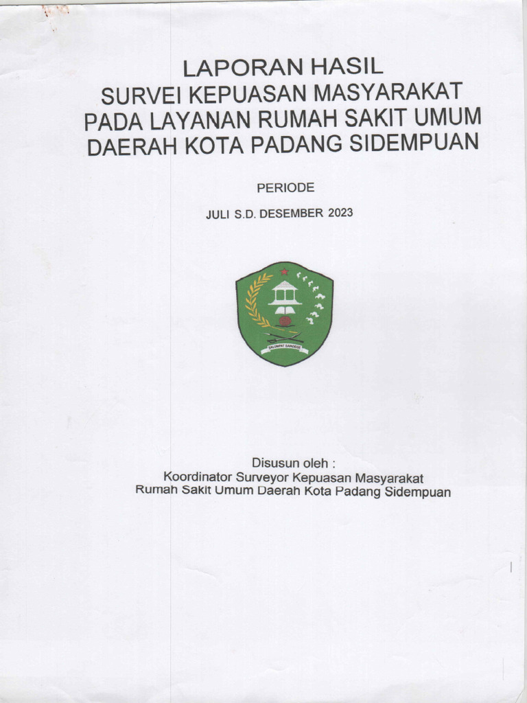 Laporan Hasil Survei Kepuasan Masyarakat Juli S.D Desember 2023 | PDF