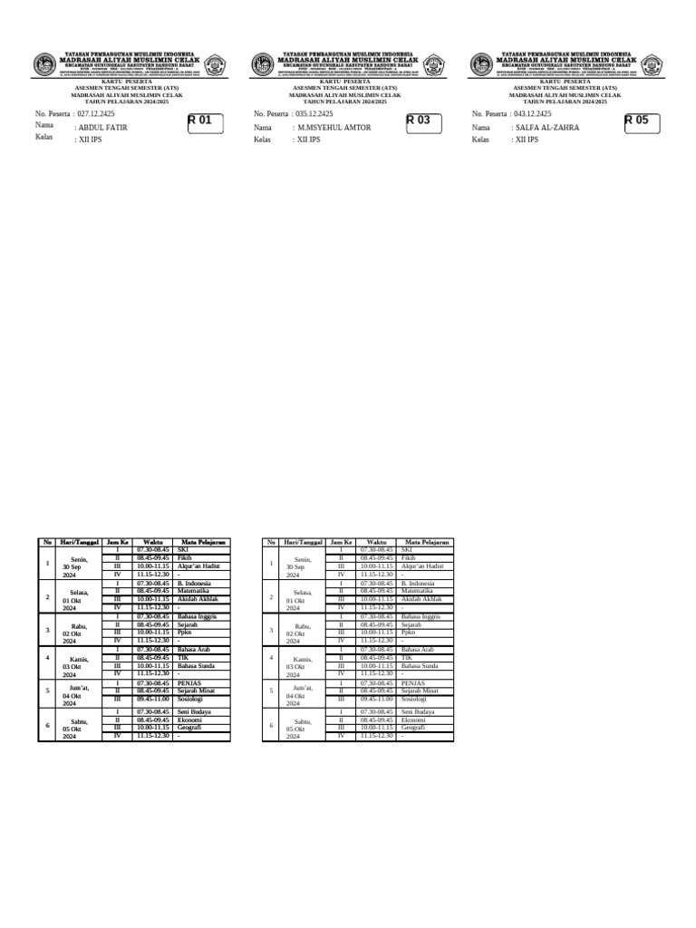 Kartu Ats Xii-Ips 2024 | PDF
