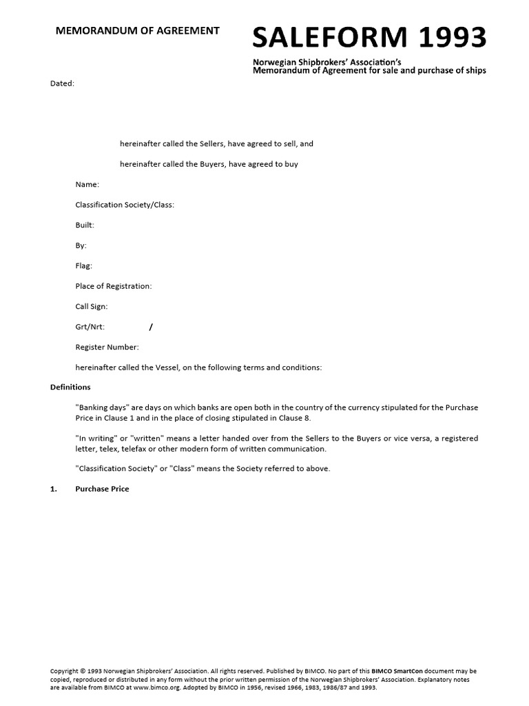 Sample Copy SALEFORM 1993 | PDF