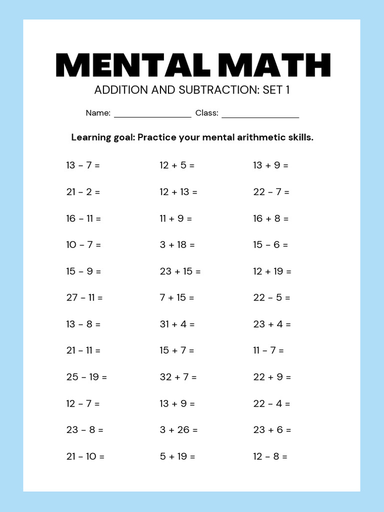 Addition and Subtraction Mental Math | PDF | Mathematics | Arithmetic