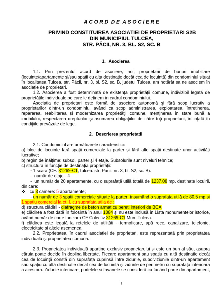 Acord de Asociere A.P - S2B | PDF