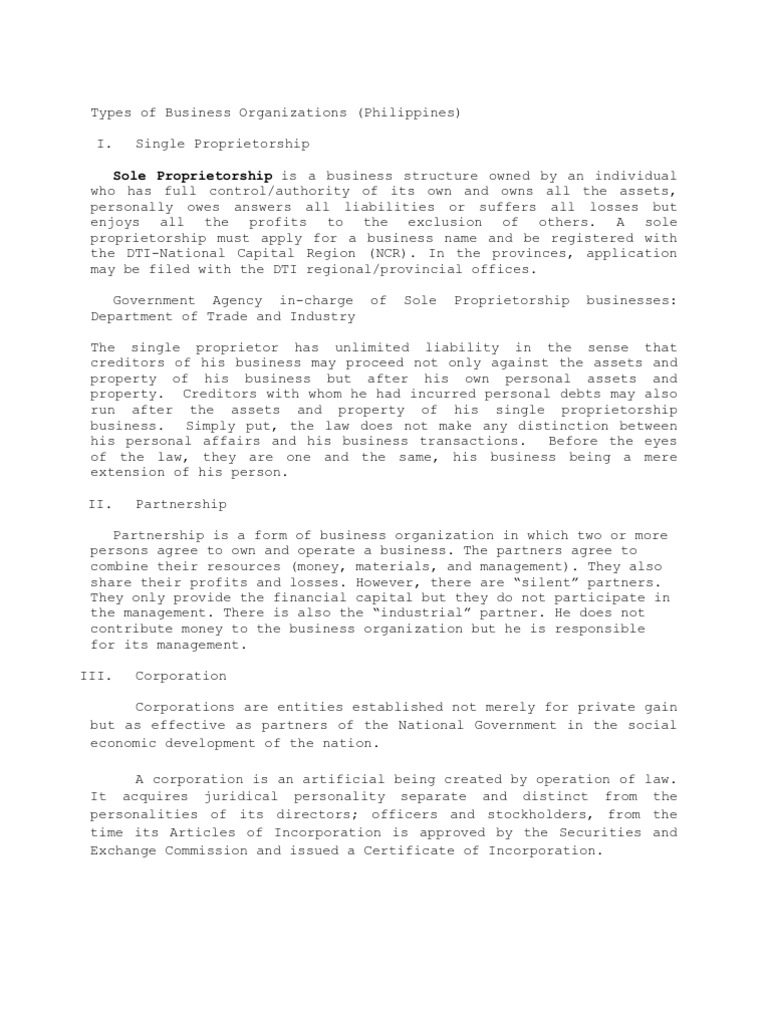 Types of of Business | PDF