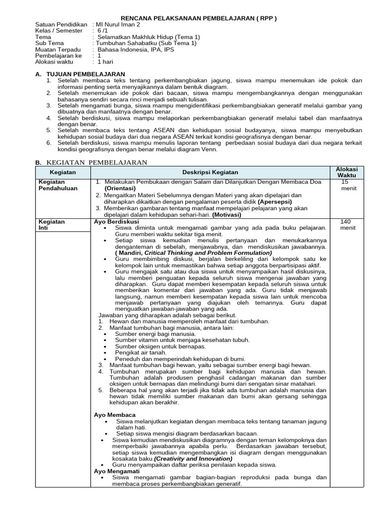 RPP KLS 6 Mini 2 Revisi | PDF