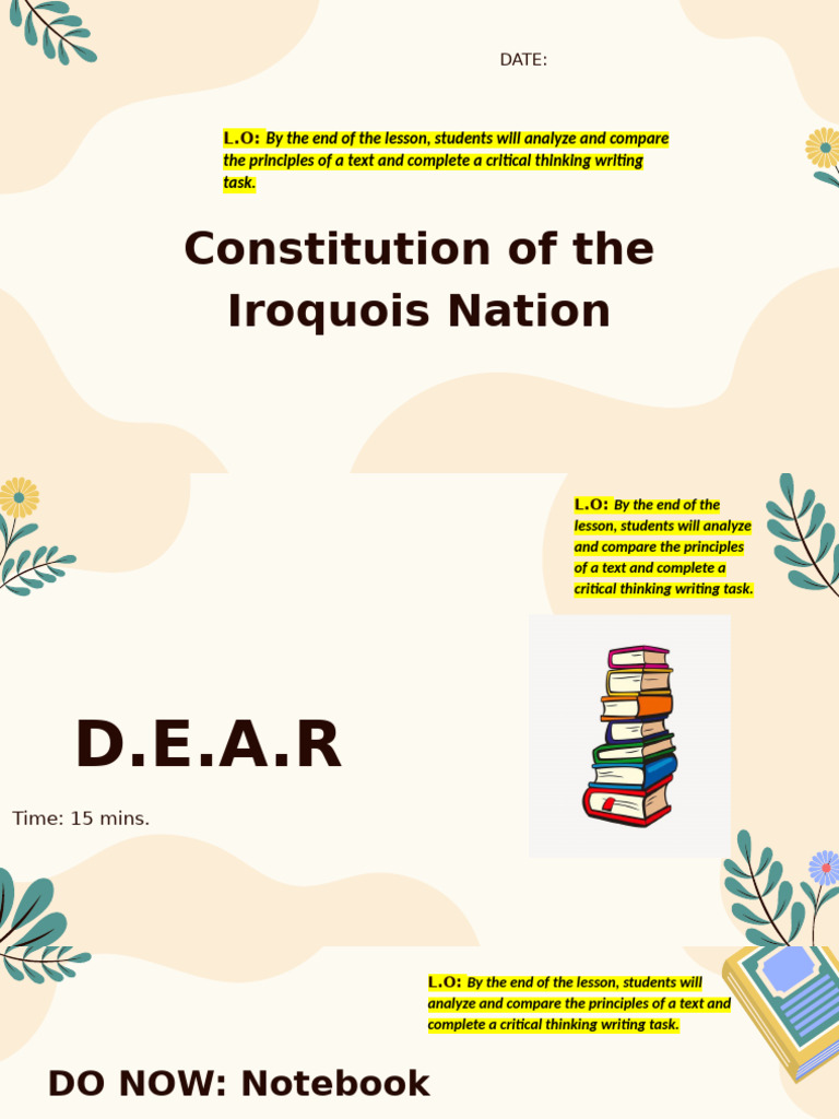 Lesson 17 - Constitution of The Iroquois Nation | PDF