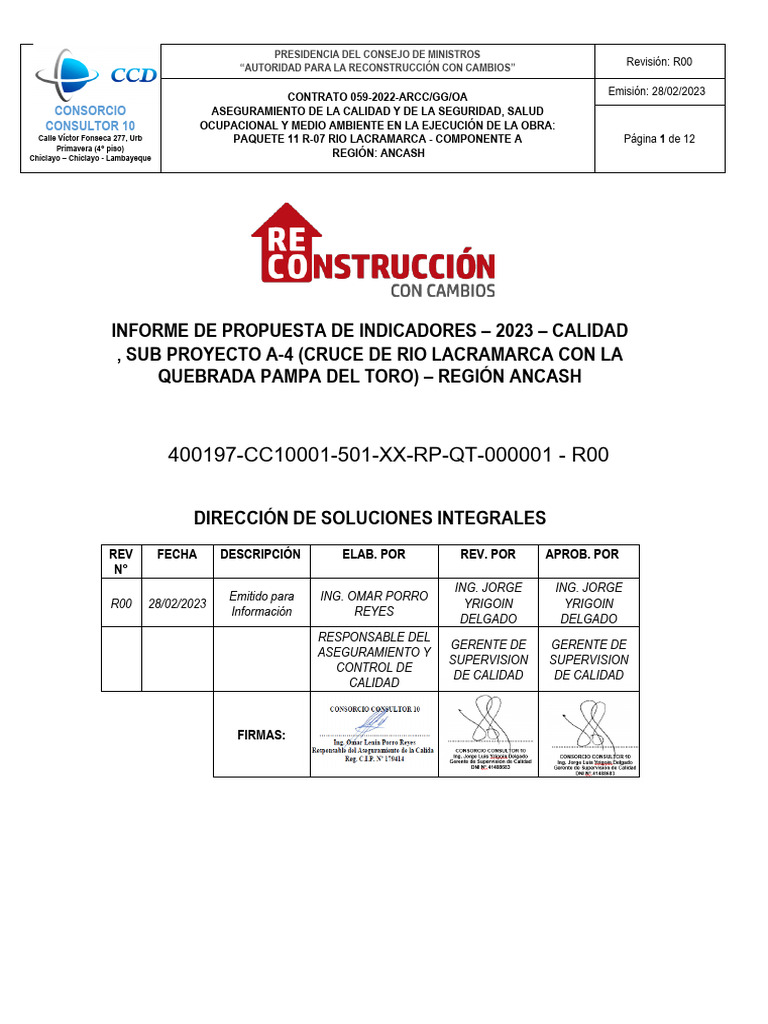 Informe de Propuesta de Indicadores - Calidad | PDF