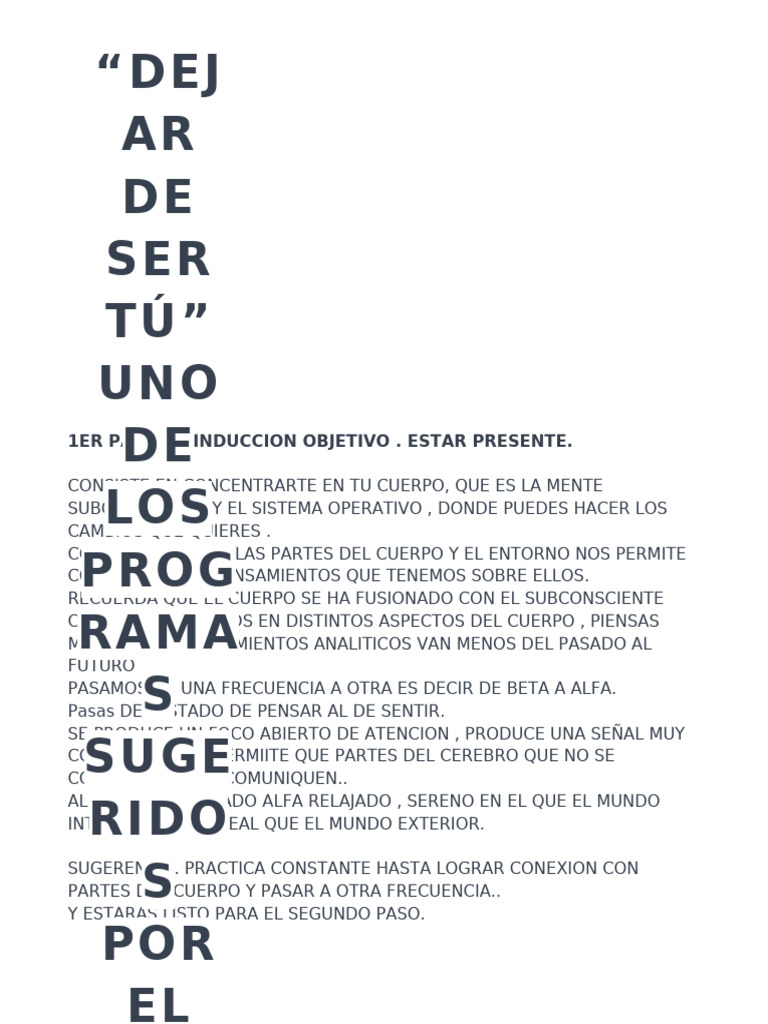 Dejar de Ser Tu Joe Dispenza | PDF