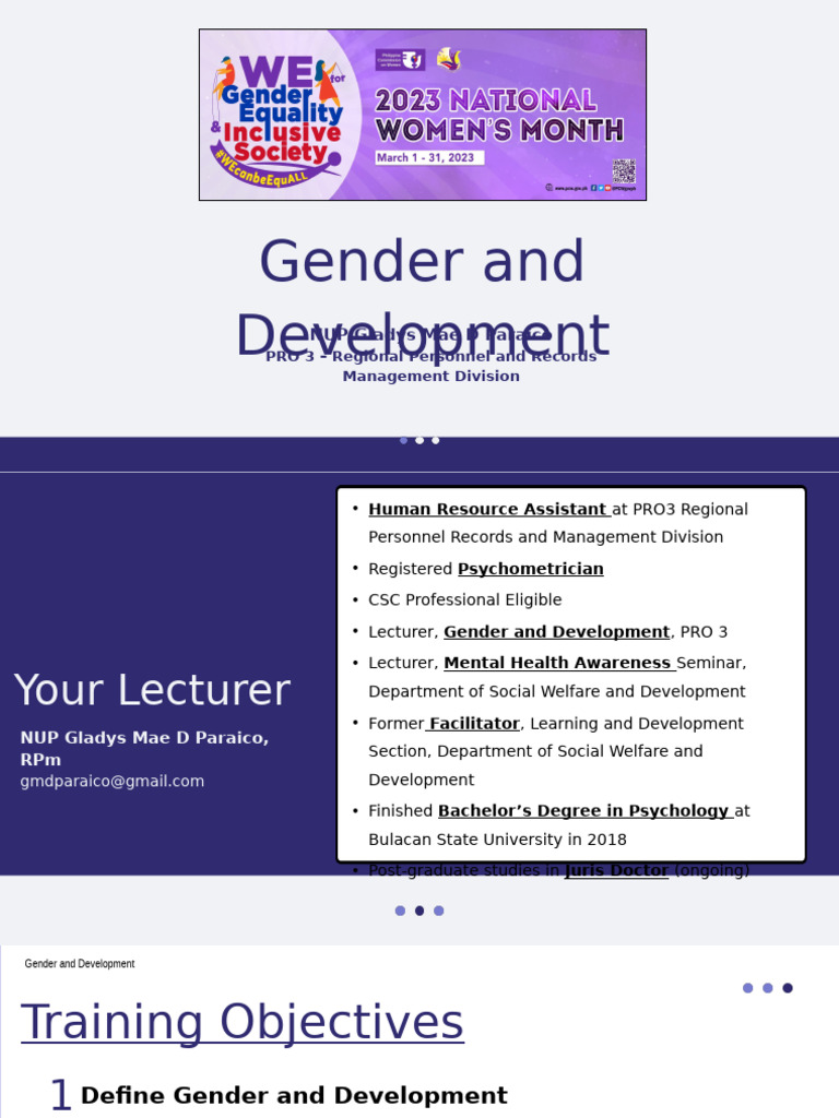 Gender and Development - NUP Paraico | PDF
