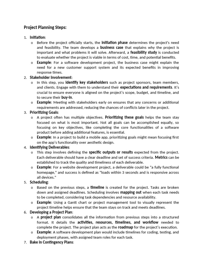Project Planning Steps | PDF