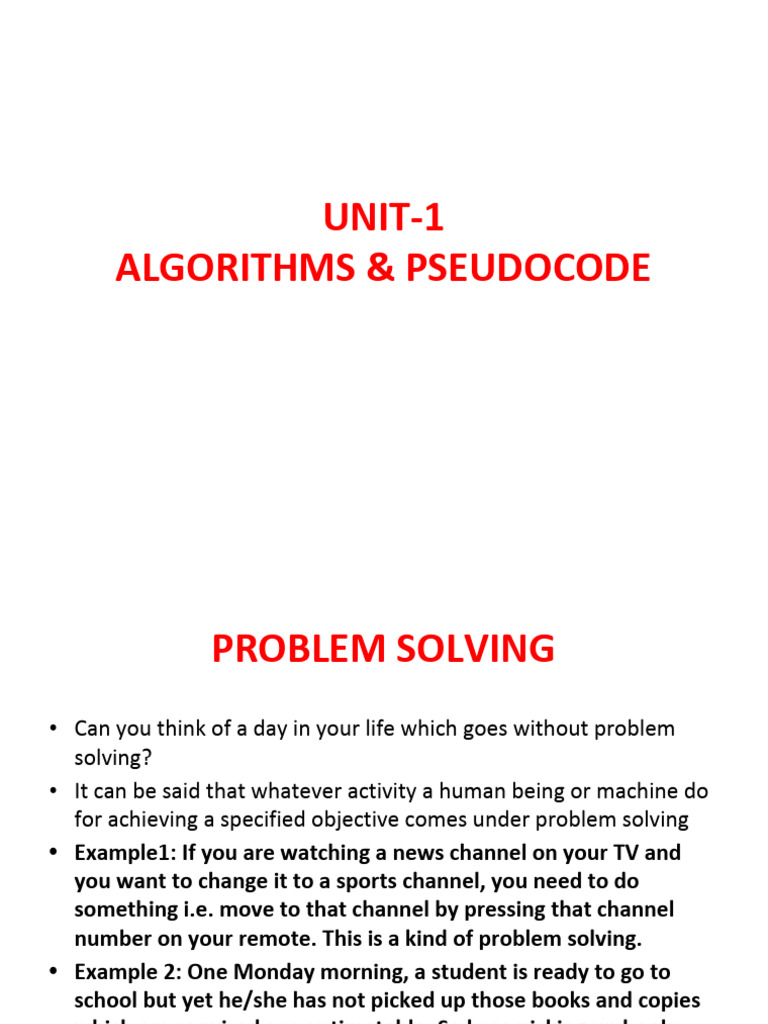 KCA 101 (Lec 5) - ALgorithms | PDF