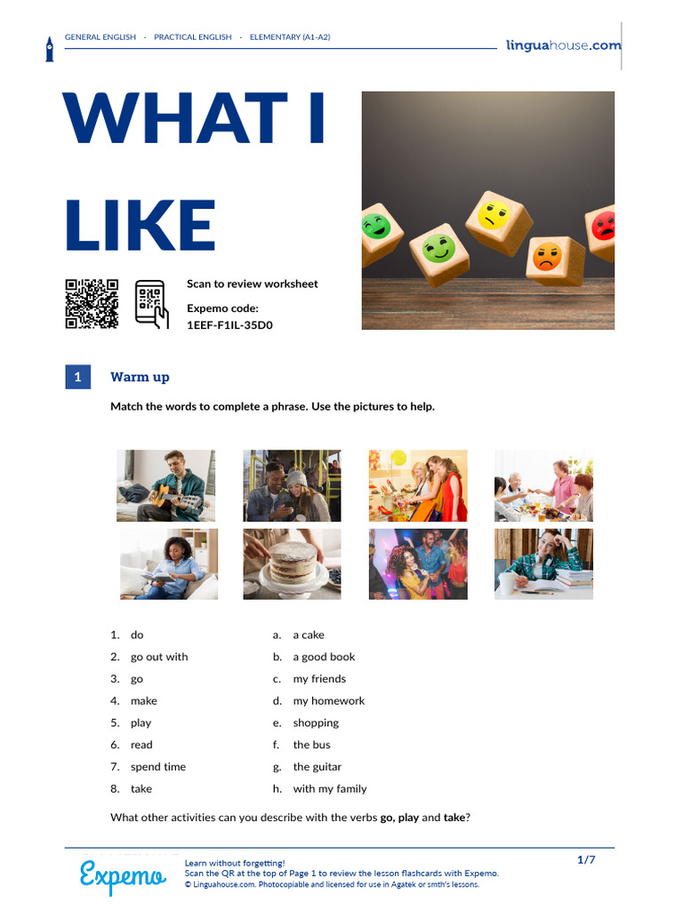 What I Like British English Student A1 A2 | PDF