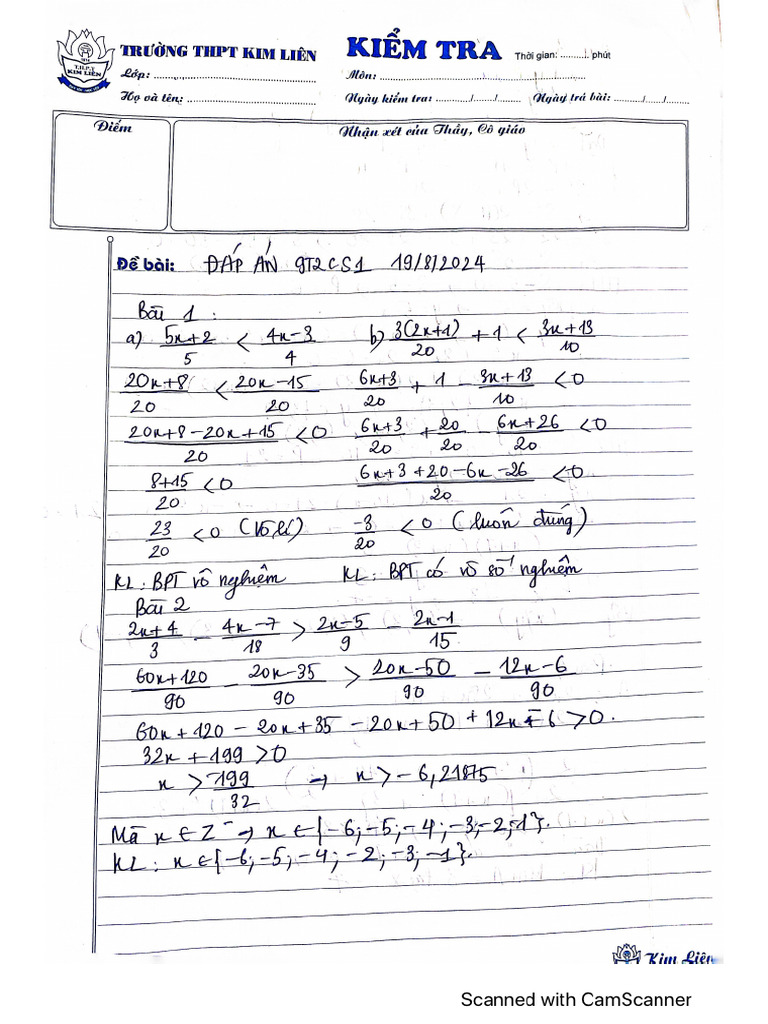 Đáp Án 9T2 22-8 | PDF