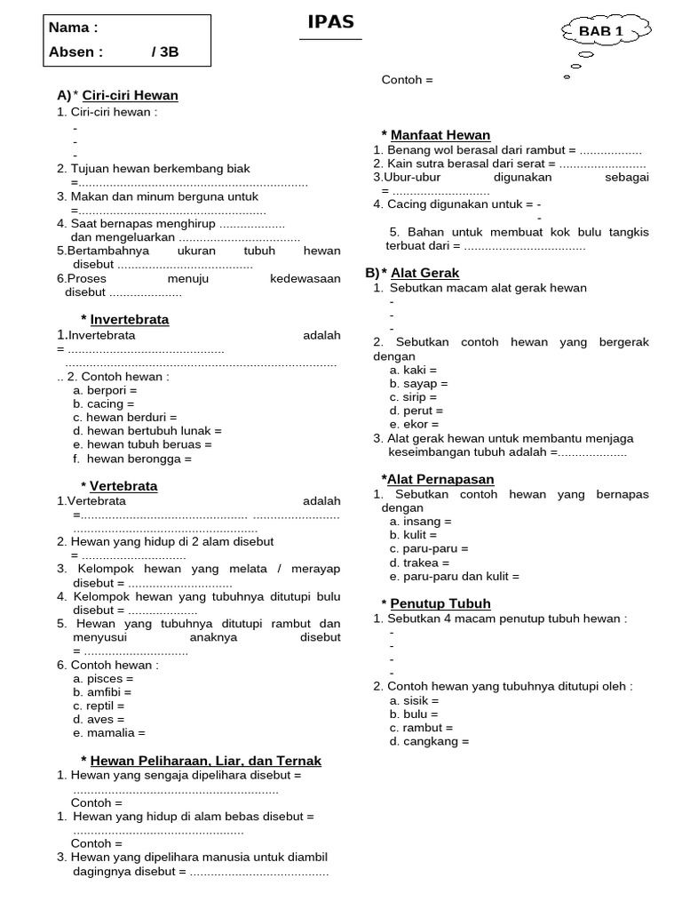 Latihan Soal IPAS Kls 3 IKM | PDF