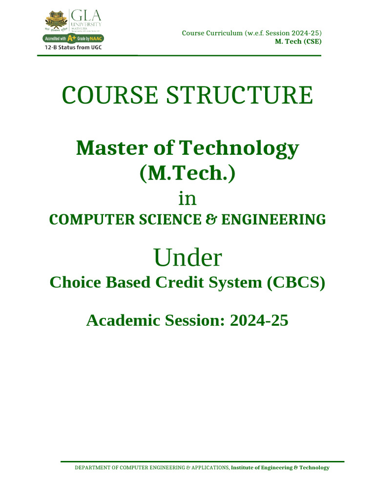 M.Tech (CSE) Scheme & Syllabus 2024-25 | PDF | Statistics | Technology & Engineering