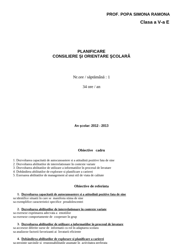 Planificare Consiliere | PDF