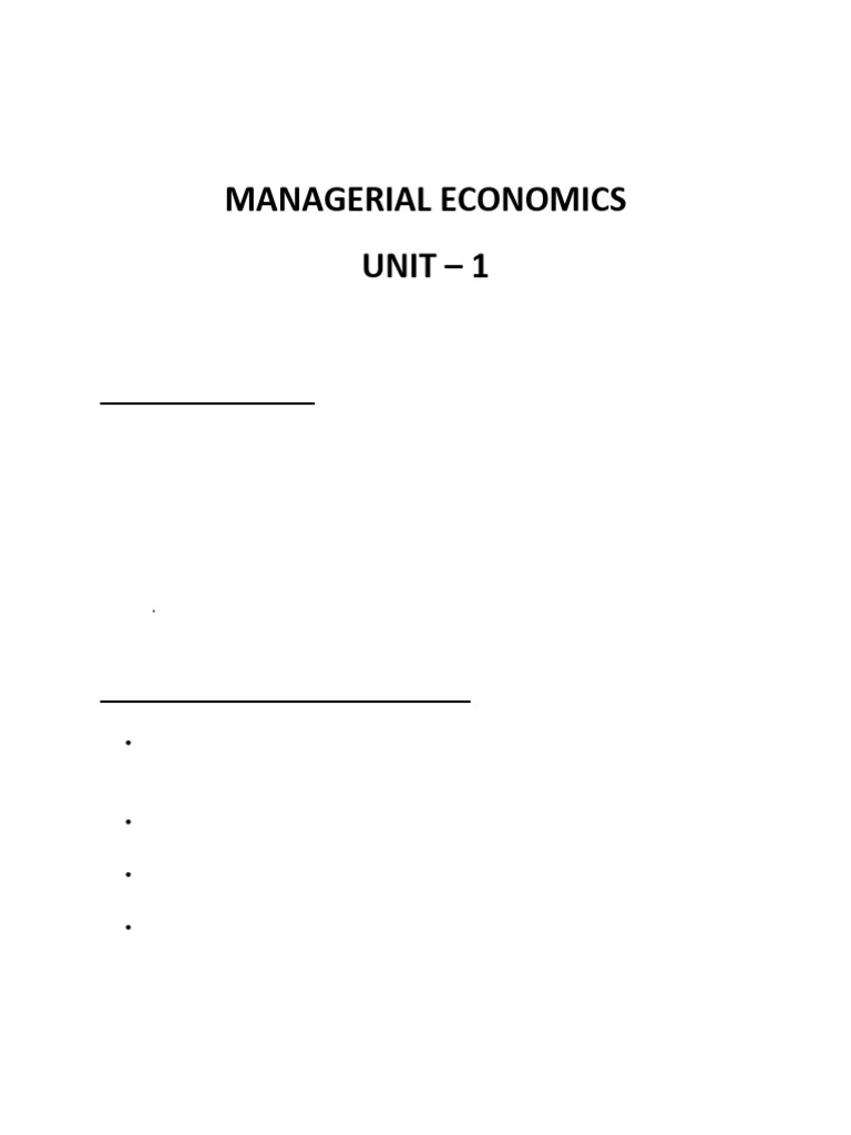 Managerial Economics Unit 1 | PDF