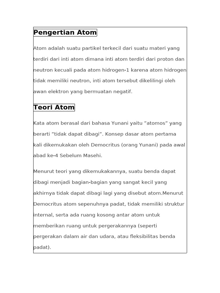 Pengertian Atom 2 | PDF