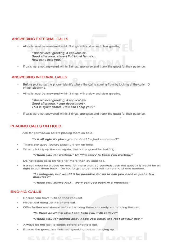 Answering Phone | PDF