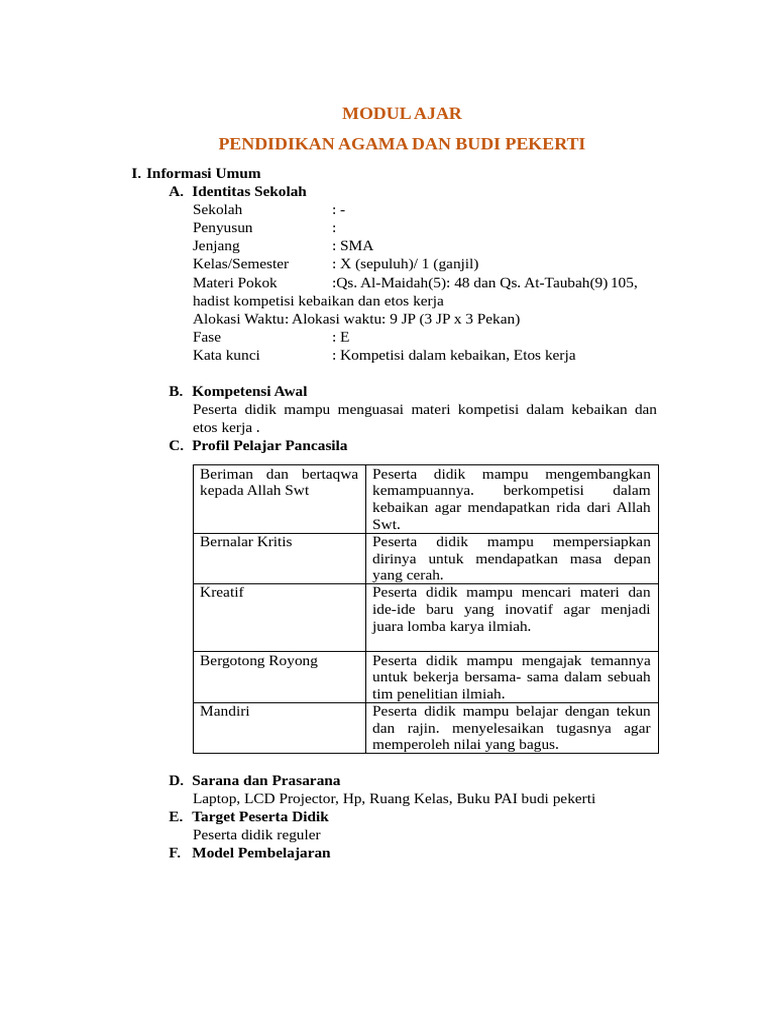 MODUL AJAR - Kelompok 1 | PDF