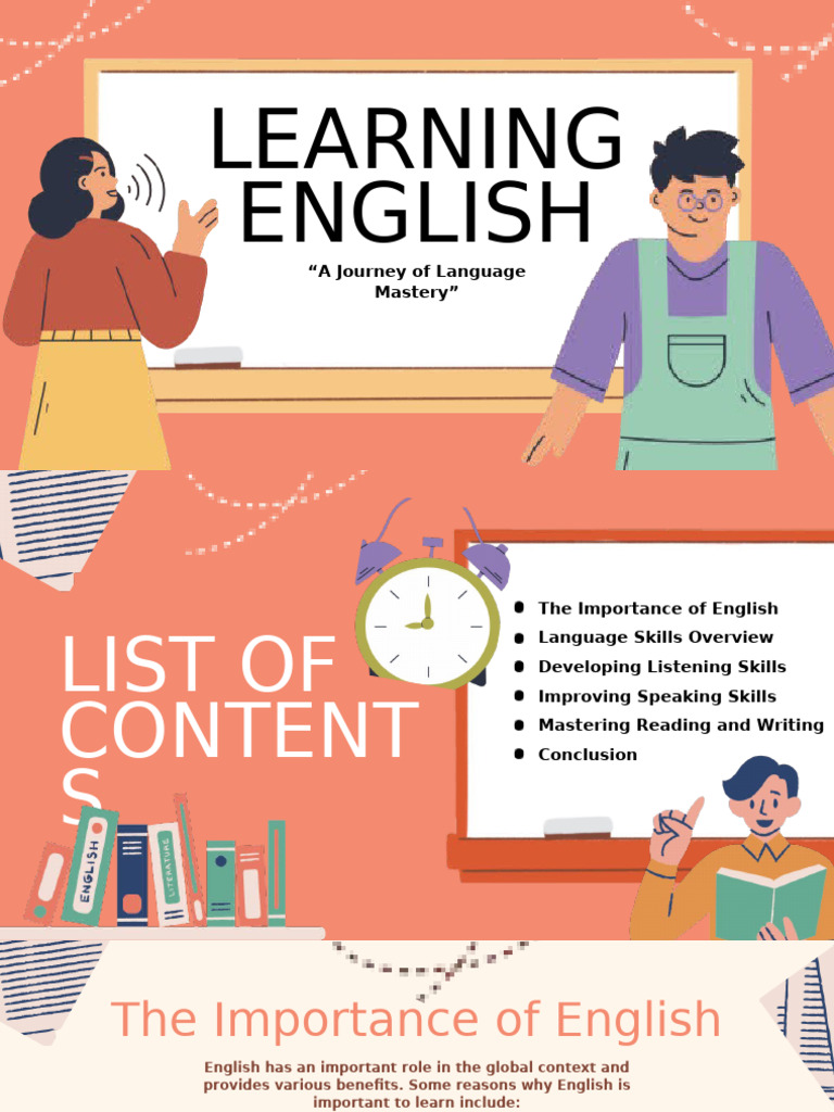 Orange and Cream Illustrative Learning English Presentation | PDF