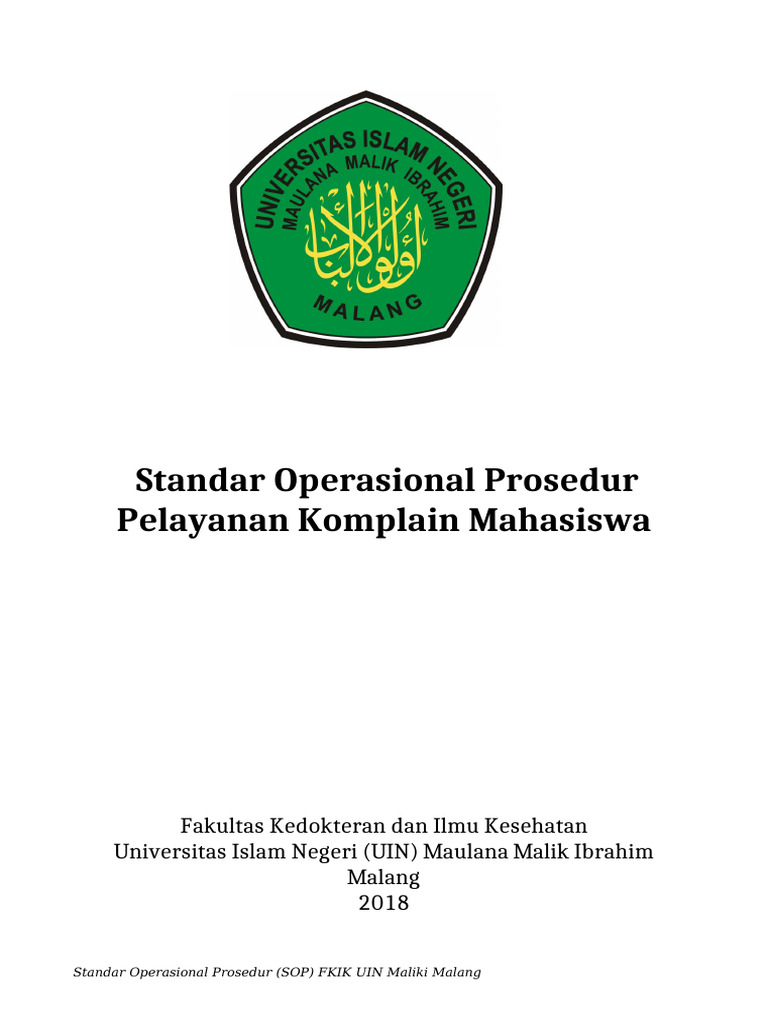 SOP Pelayanan Komplain Mahasiswa | PDF