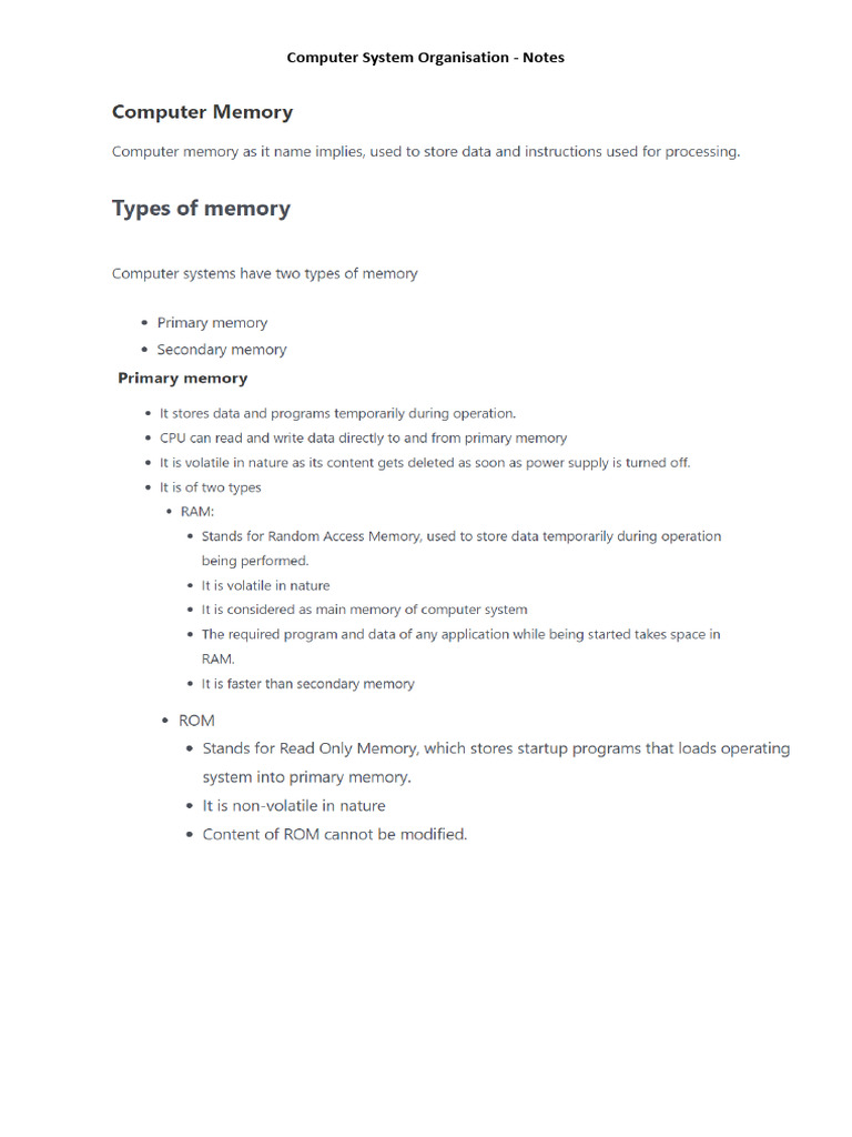G 11 - Computer System Organization - Notes | PDF