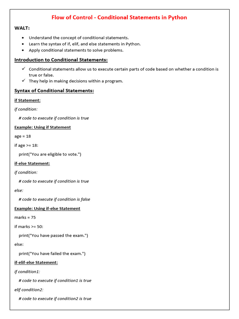 Flow of Control | PDF