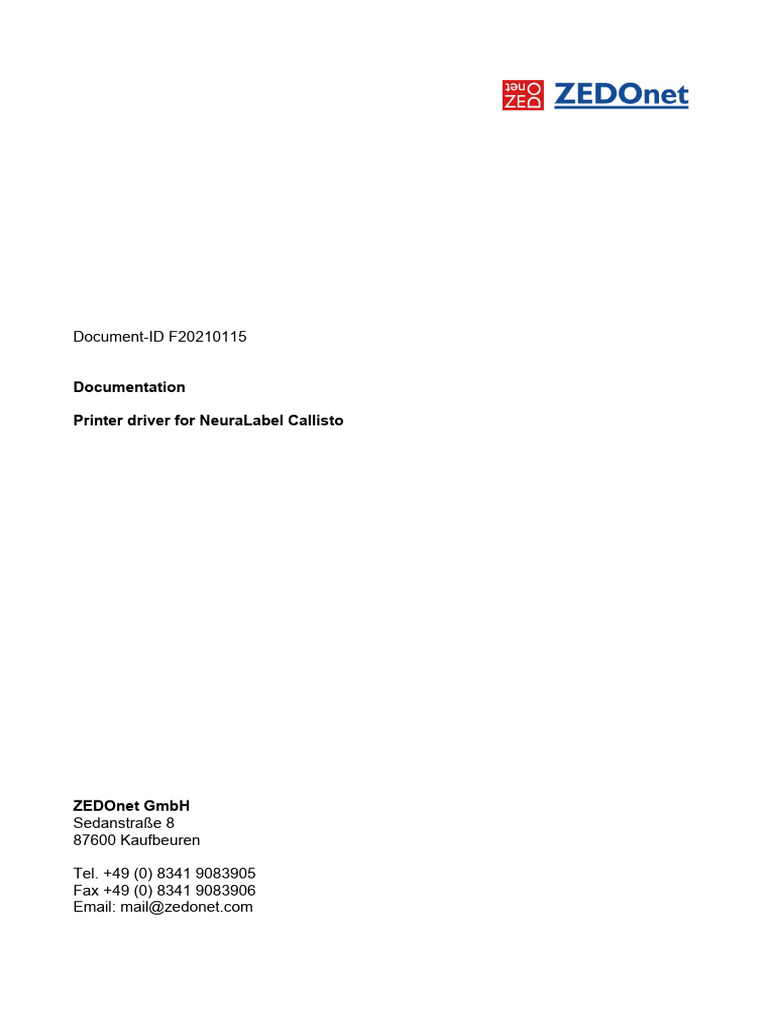 Printer Driver installation help guide for Callisto printers | PDF