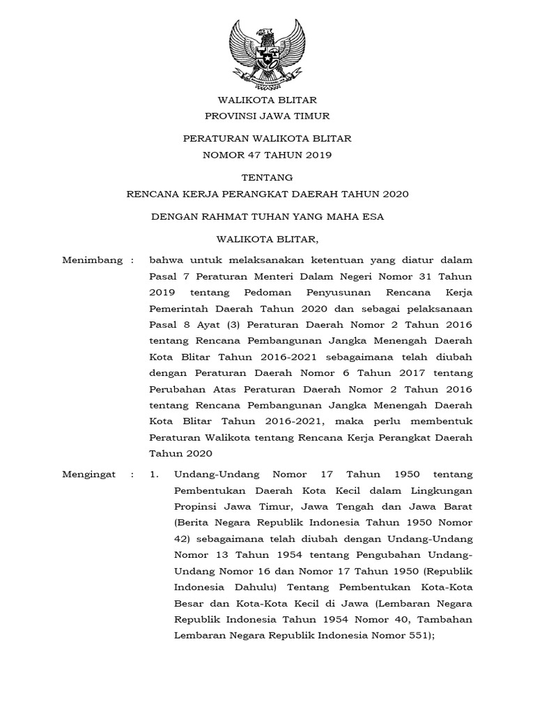 Perwal 47 TH 2019 | PDF