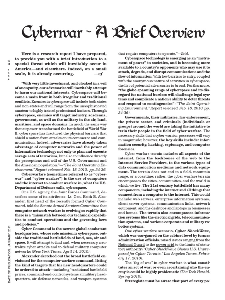 Cyberwar | PDF | Cyberwarfare | Security