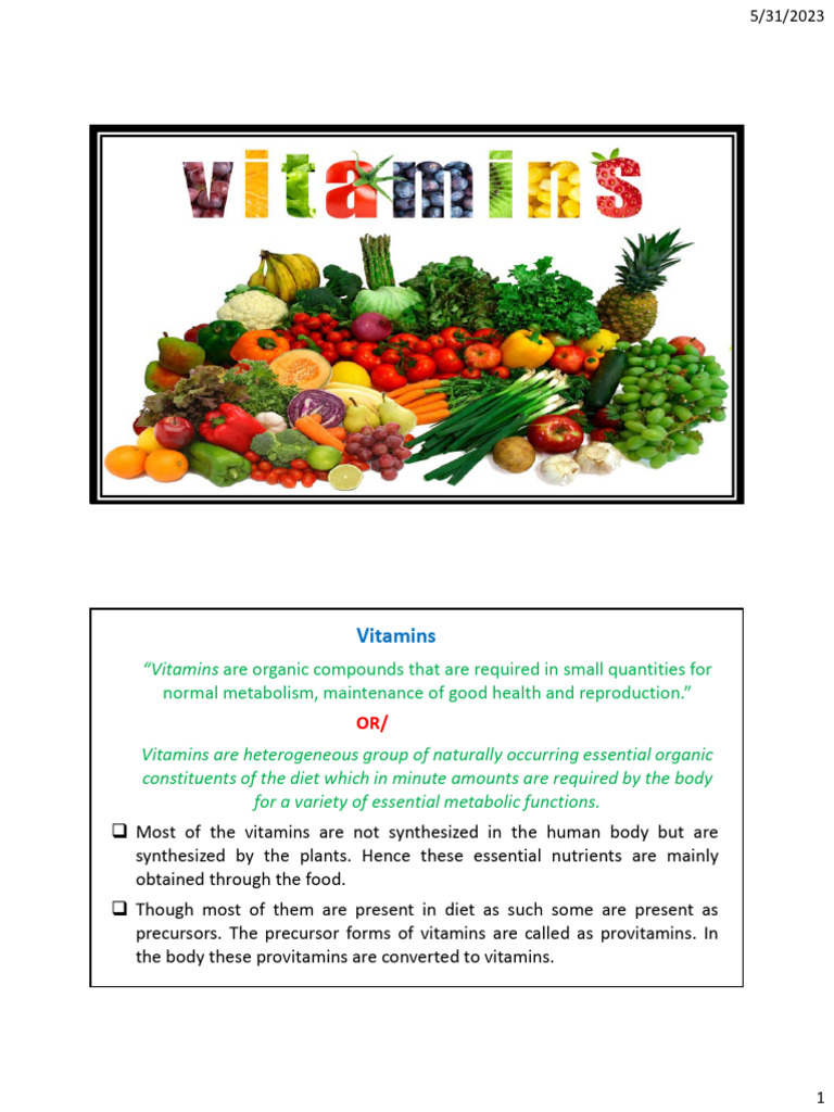 Vitamins Notes Complete | PDF