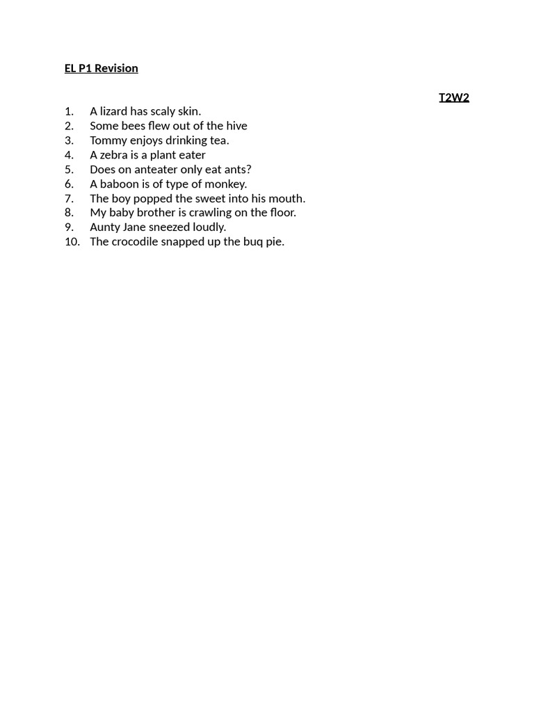 P1 English Reading | PDF