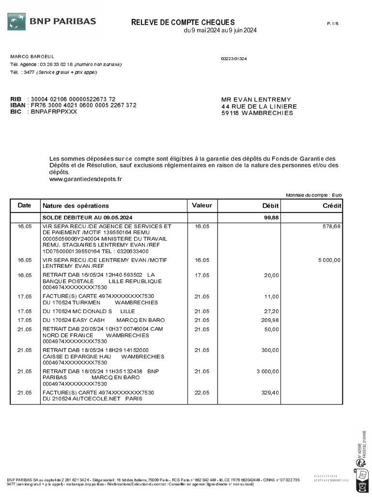 Share Releves de Comptes Cheques | PDF