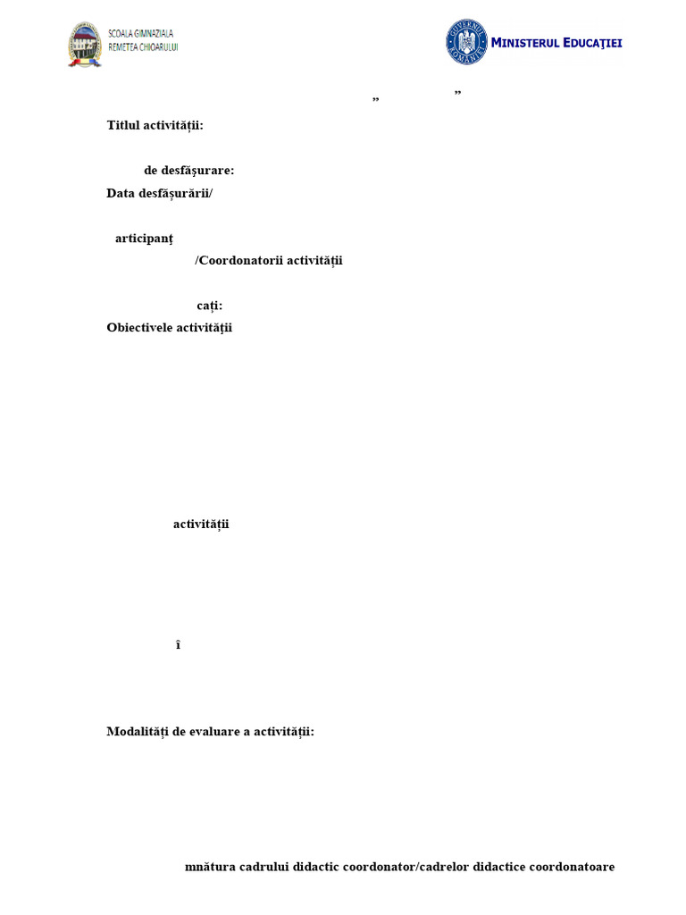 Fisa de Activitate - Scoala Altfel | PDF