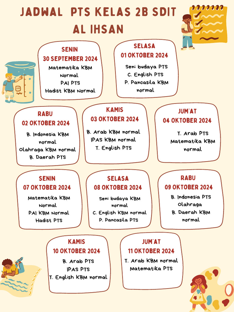 Jadwal PTS Kelas 2B | PDF