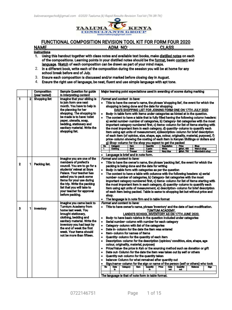 Functional Writing Tool Kit 2020 | PDF