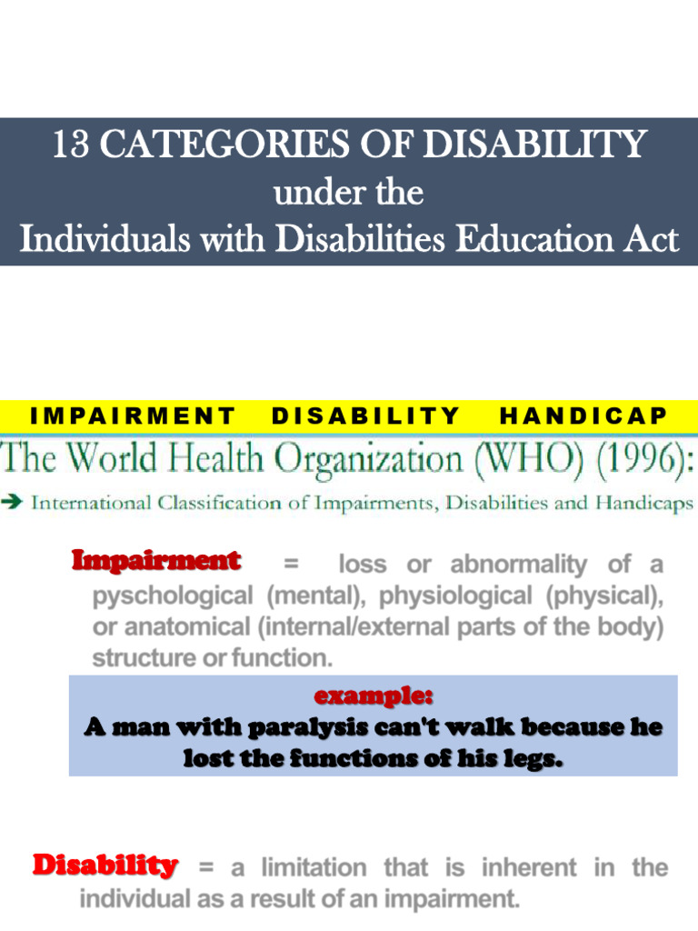 13 Categories of Disabilities | PDF | Disability | Autism Spectrum