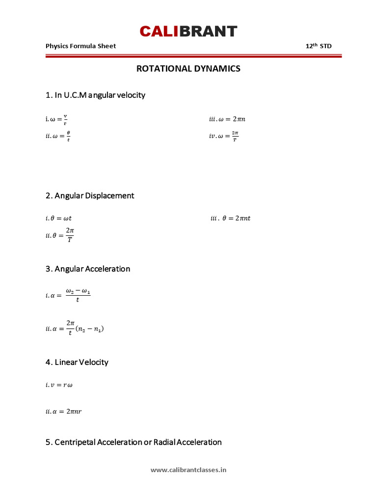Physics - 1 - Rotational Dynamics | PDF