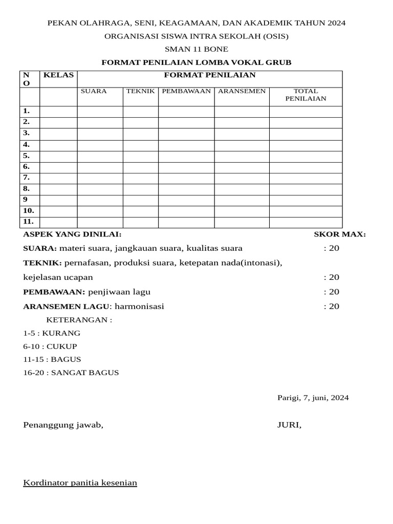 Format Penilaian | PDF