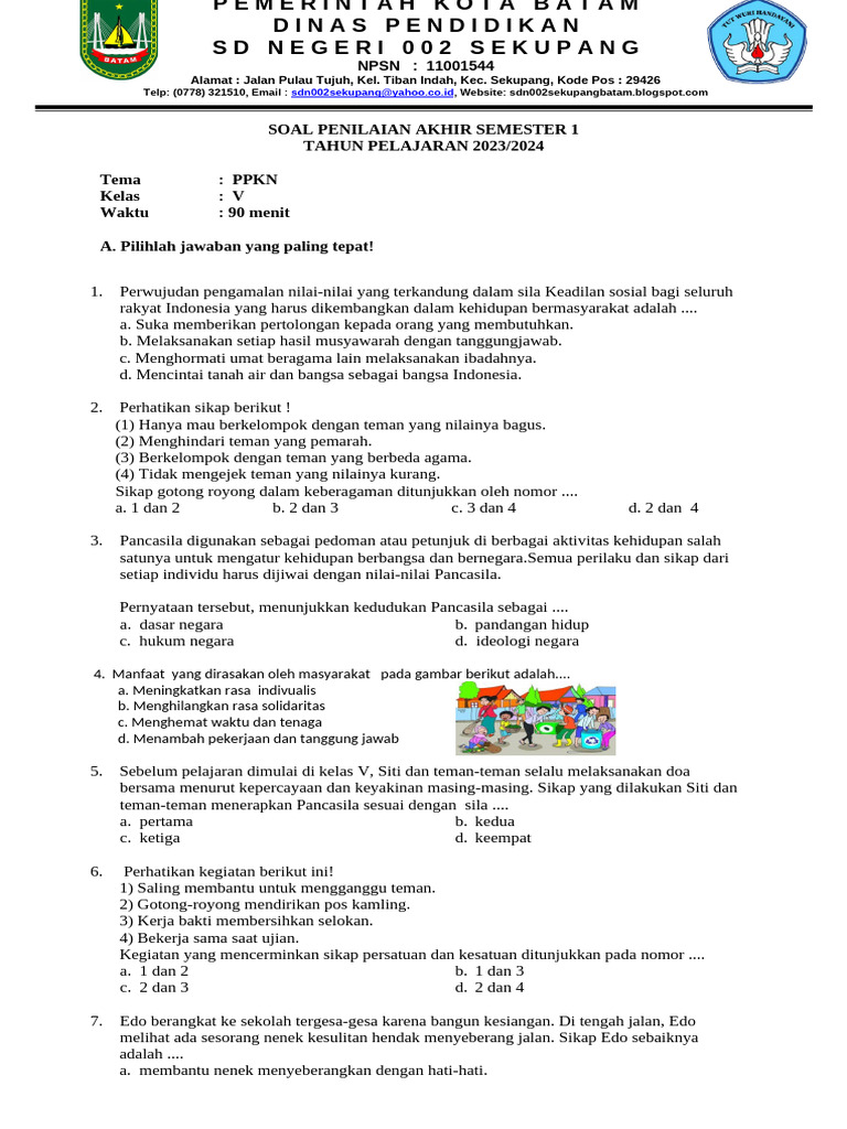 Format Soal PTS Kelas 5, 6 (11) (4) (2) | PDF